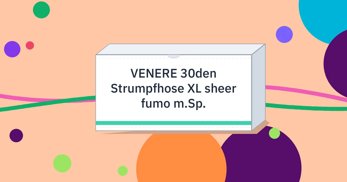 Symbolbild: Packung mit der Aufschrift VENERE 30den Strumpfhose XL sheer fumo m.Sp. (PZN 16171962) – Verfügbarkeit und Bezug in Apotheken in Frankfurt am Main