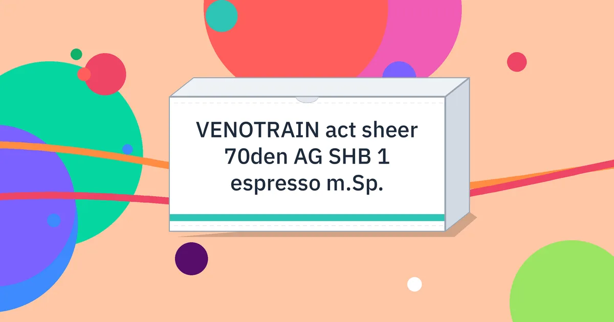 Symbolbild: Packung mit der Aufschrift VENOTRAIN act sheer 70den AG SHB 1 espresso m.Sp. (PZN 16208091) – Verfügbarkeit und Bezug in Apotheken in Frankfurt am Main