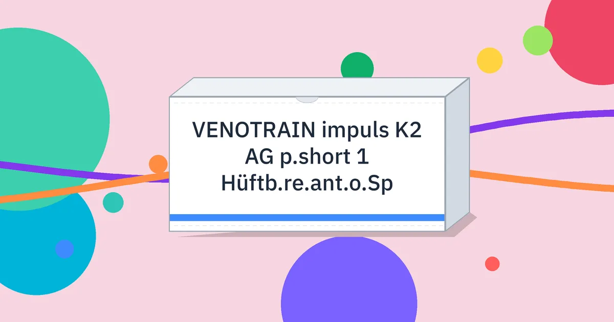 Symbolbild: Packung mit der Aufschrift VENOTRAIN impuls K2 AG p.short 1 Hüftb.re.ant.o.Sp (PZN 15217372) – Verfügbarkeit und Bezug in Apotheken in Frankfurt am Main