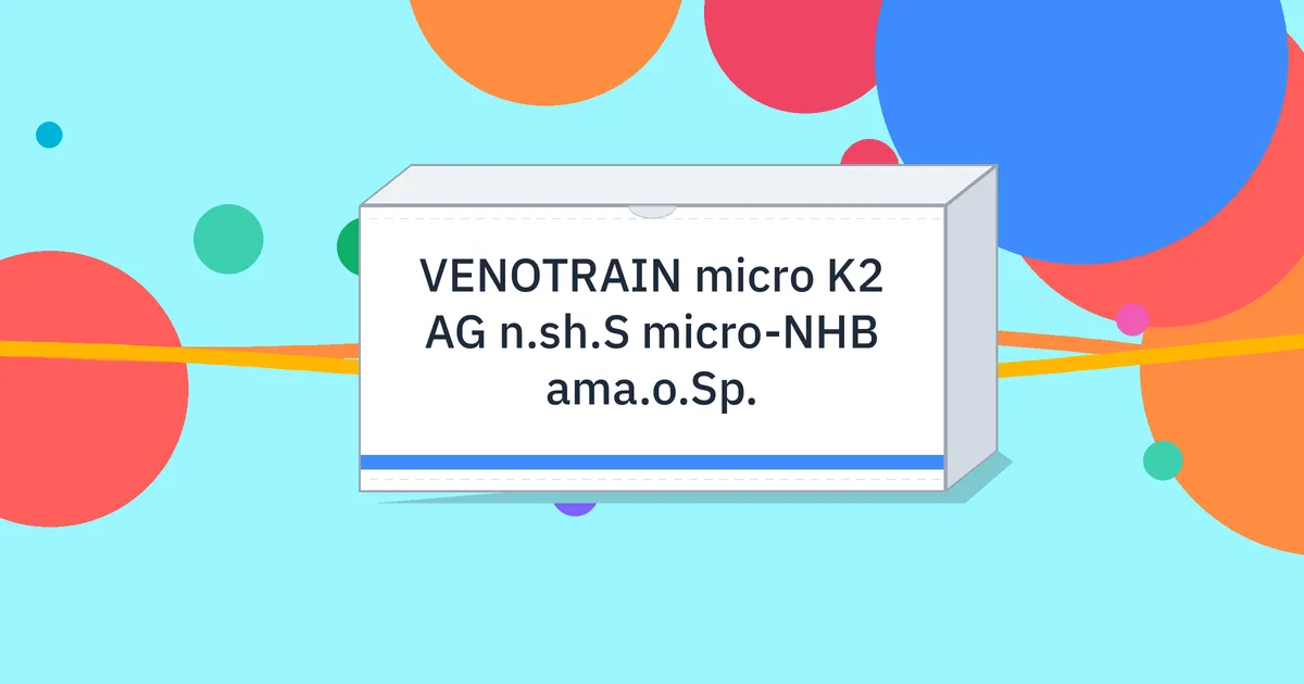 Symbolbild: Packung mit der Aufschrift VENOTRAIN micro K2 AG n.sh.S micro-NHB ama.o.Sp. (PZN 16065869) – Verfügbarkeit und Bezug in Apotheken in Frankfurt am Main