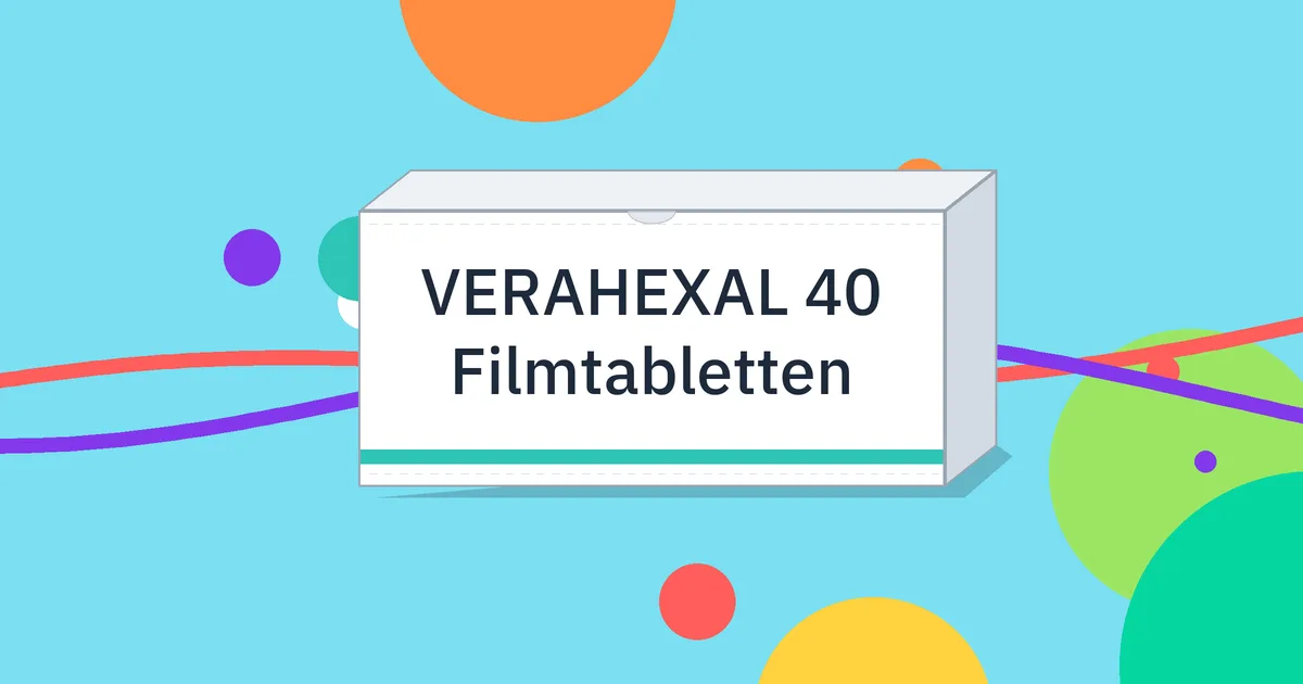 Symbolbild: Packung mit der Aufschrift VERAHEXAL 40 Filmtabletten (PZN 03117441) – Verfügbarkeit und Bezug in Apotheken in Frankfurt am Main