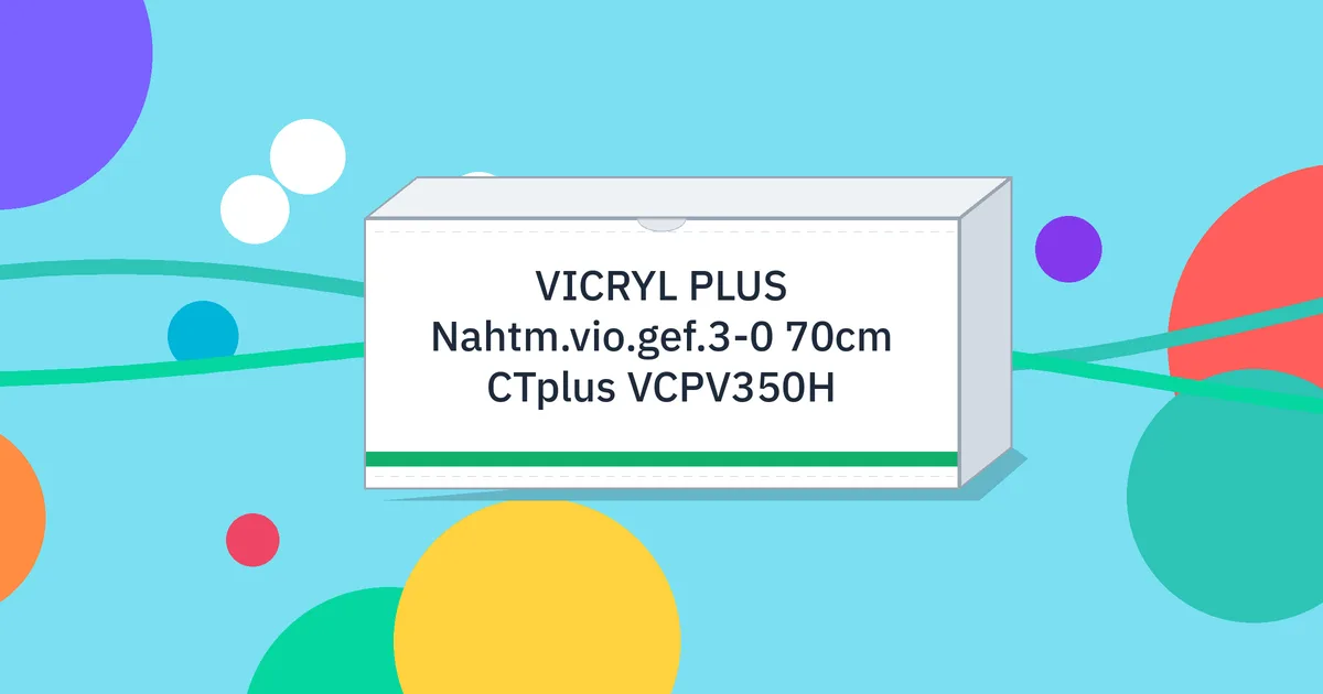 Symbolbild: Packung mit der Aufschrift VICRYL PLUS Nahtm.vio.gef.3-0 70cm CTplus VCPV350H (PZN 20390670) – Verfügbarkeit und Bezug in Apotheken in Frankfurt am Main