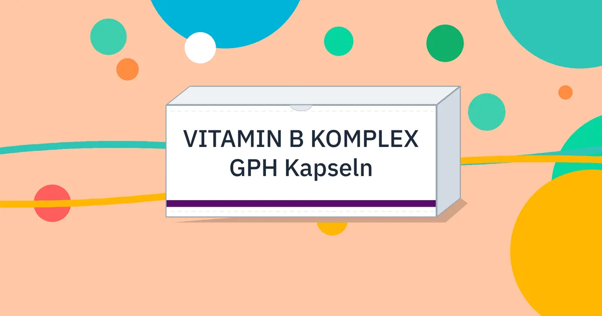 Symbolbild: Packung mit der Aufschrift VITAMIN B KOMPLEX GPH Kapseln (PZN 03379589) – Verfügbarkeit und Bezug in Apotheken in Frankfurt am Main