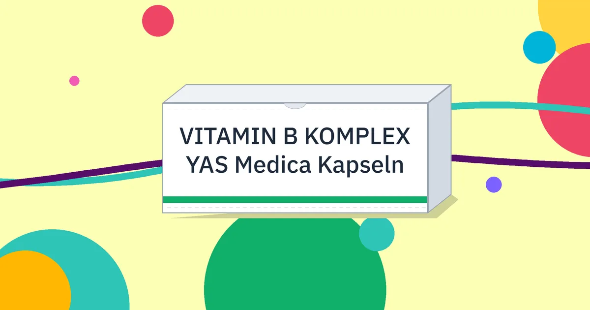 Symbolbild: Packung mit der Aufschrift VITAMIN B KOMPLEX YAS Medica Kapseln (PZN 18296053) – Verfügbarkeit und Bezug in Apotheken in Frankfurt am Main
