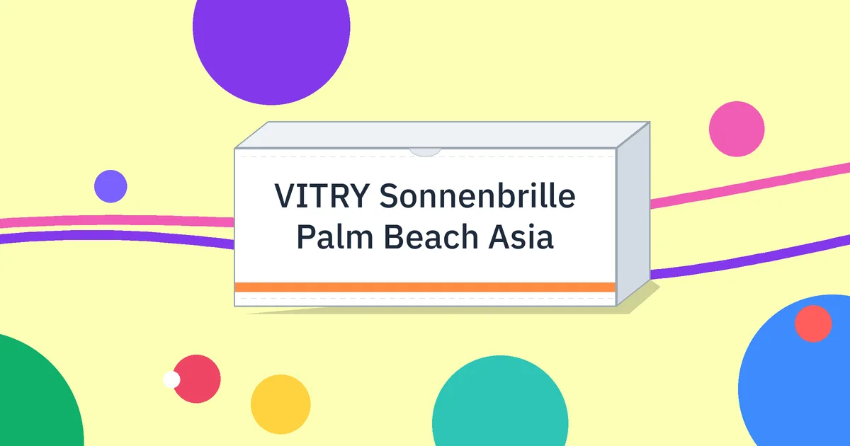 Symbolbild: Packung mit der Aufschrift VITRY Sonnenbrille Palm Beach Asia (PZN 18452659) – Verfügbarkeit und Bezug in Apotheken in Frankfurt am Main