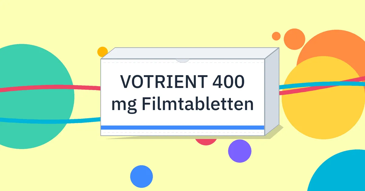 Symbolbild: Packung mit der Aufschrift VOTRIENT 400 mg Filmtabletten (PZN 19093837) – Verfügbarkeit und Bezug in Apotheken in Frankfurt am Main