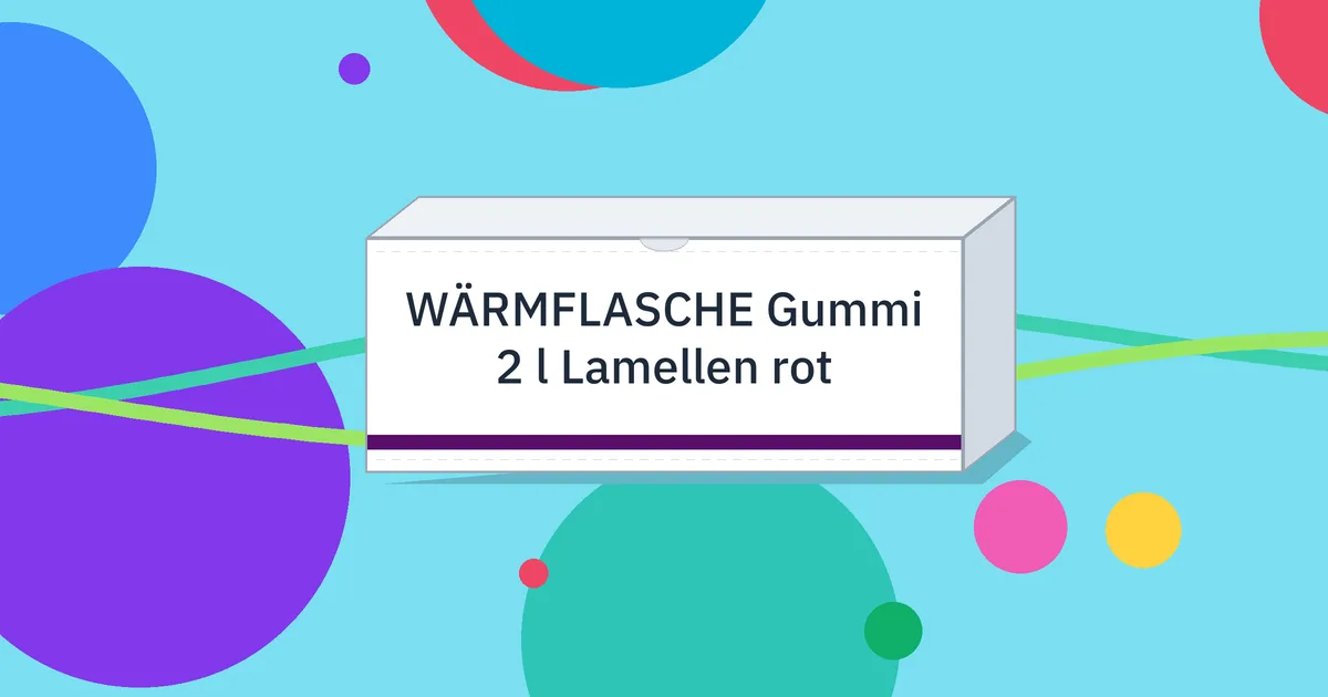 Symbolbild: Packung mit der Aufschrift WÄRMFLASCHE Gummi 2 l Lamellen rot (PZN 20133967) – Verfügbarkeit und Bezug in Apotheken in Frankfurt am Main