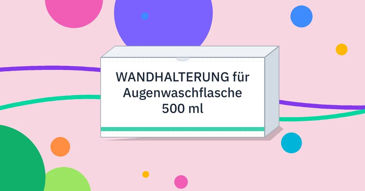 Symbolbild: Packung mit der Aufschrift WANDHALTERUNG für Augenwaschflasche 500 ml (PZN 10855286) – Verfügbarkeit und Bezug in Apotheken in Frankfurt am Main