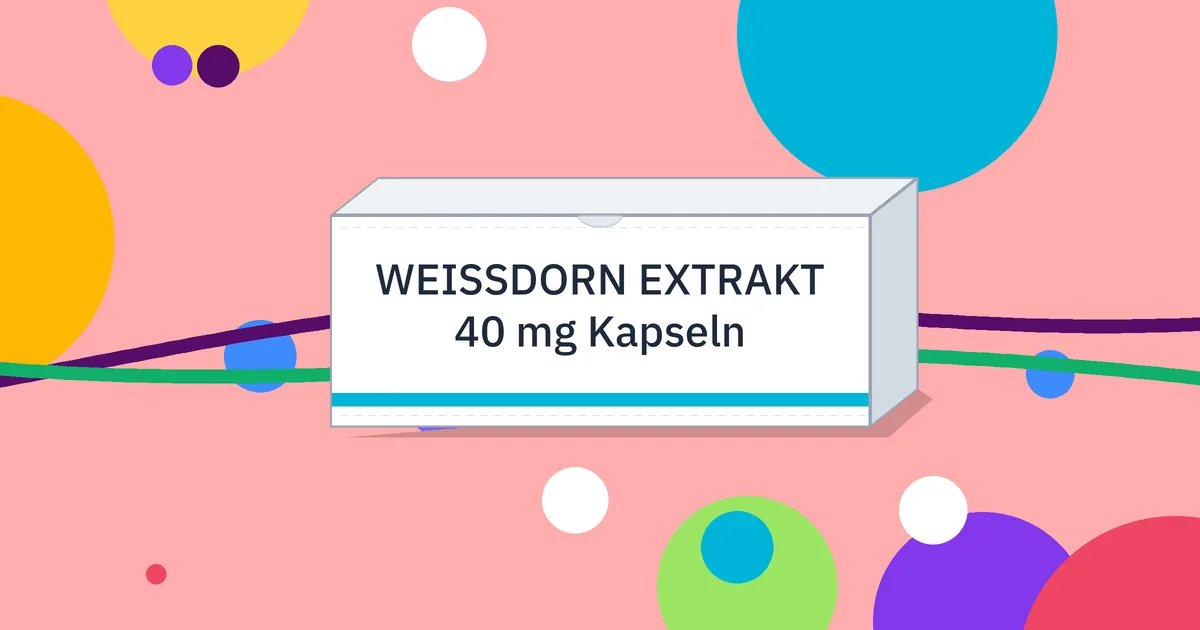 Symbolbild: Packung mit der Aufschrift WEISSDORN EXTRAKT 40 mg Kapseln (PZN 20858021) – Verfügbarkeit und Bezug in Apotheken in Frankfurt am Main