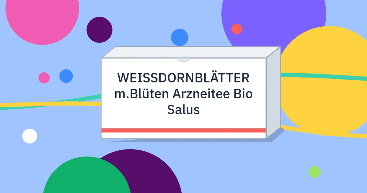 Symbolbild: Packung mit der Aufschrift WEISSDORNBLÄTTER m.Blüten Arzneitee Bio Salus (PZN 03424918) – Verfügbarkeit und Bezug in Apotheken in Frankfurt am Main