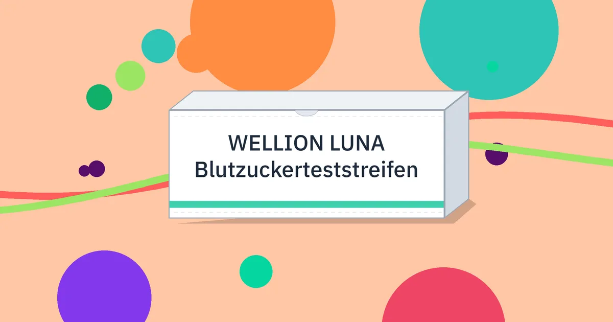 Symbolbild: Packung mit der Aufschrift WELLION LUNA Blutzuckerteststreifen (PZN 12772943) – Verfügbarkeit und Bezug in Apotheken in Frankfurt am Main