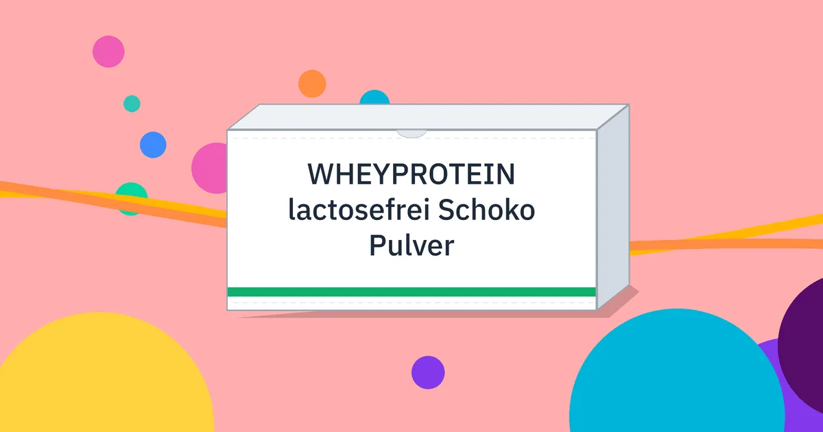 Symbolbild: Packung mit der Aufschrift WHEYPROTEIN lactosefrei Schoko Pulver (PZN 09476721) – Verfügbarkeit und Bezug in Apotheken in Frankfurt am Main
