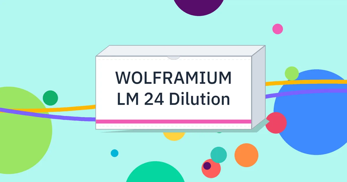 Symbolbild: Packung mit der Aufschrift WOLFRAMIUM LM 24 Dilution (PZN 13280952) – Verfügbarkeit und Bezug in Apotheken in Frankfurt am Main