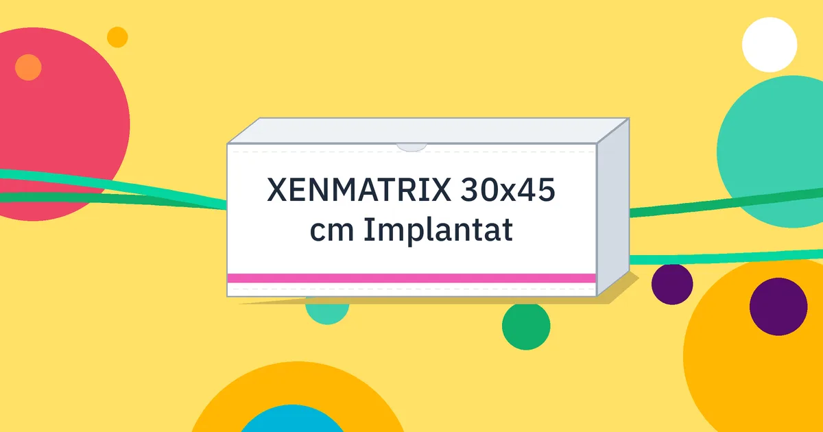 Symbolbild: Packung mit der Aufschrift XENMATRIX 30x45 cm Implantat (PZN 11173850) – Verfügbarkeit und Bezug in Apotheken in Frankfurt am Main