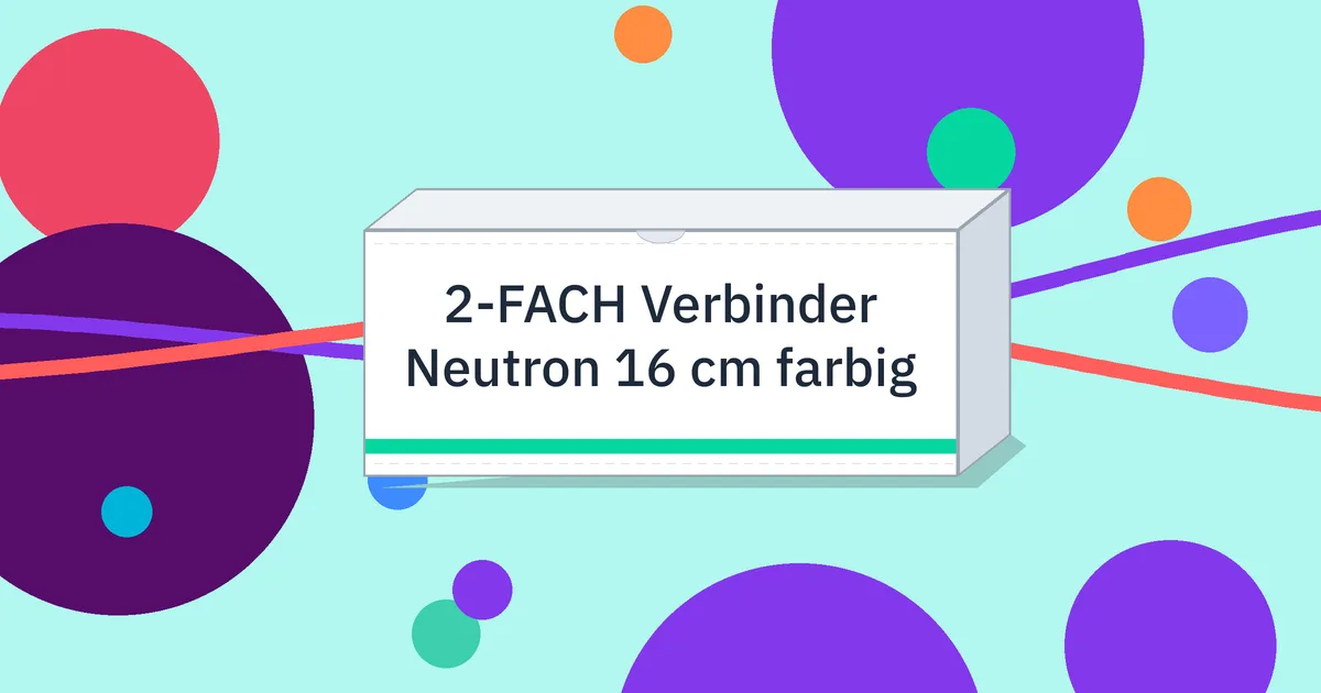 Symbolbild: Packung mit der Aufschrift 2-FACH Verbinder Neutron 16 cm farbig (PZN 16029626) – Verfügbarkeit und Bezug in Apotheken in Frankfurt am Main