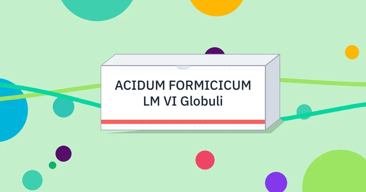 Symbolbild: Packung mit der Aufschrift ACIDUM FORMICICUM LM VI Globuli (PZN 02821793) – Verfügbarkeit und Bezug in Apotheken in Frankfurt am Main