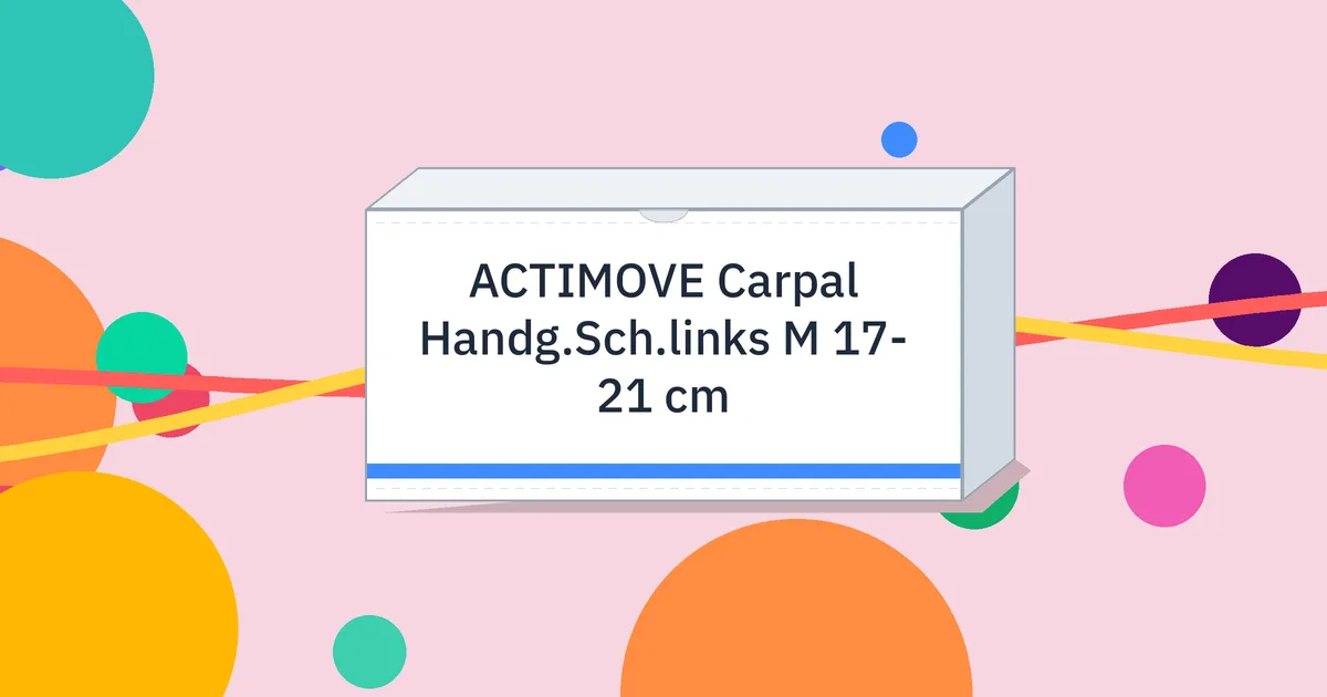 Symbolbild: Packung mit der Aufschrift ACTIMOVE Carpal Handg.Sch.links M 17-21 cm (PZN 17949151) – Verfügbarkeit und Bezug in Apotheken in Frankfurt am Main