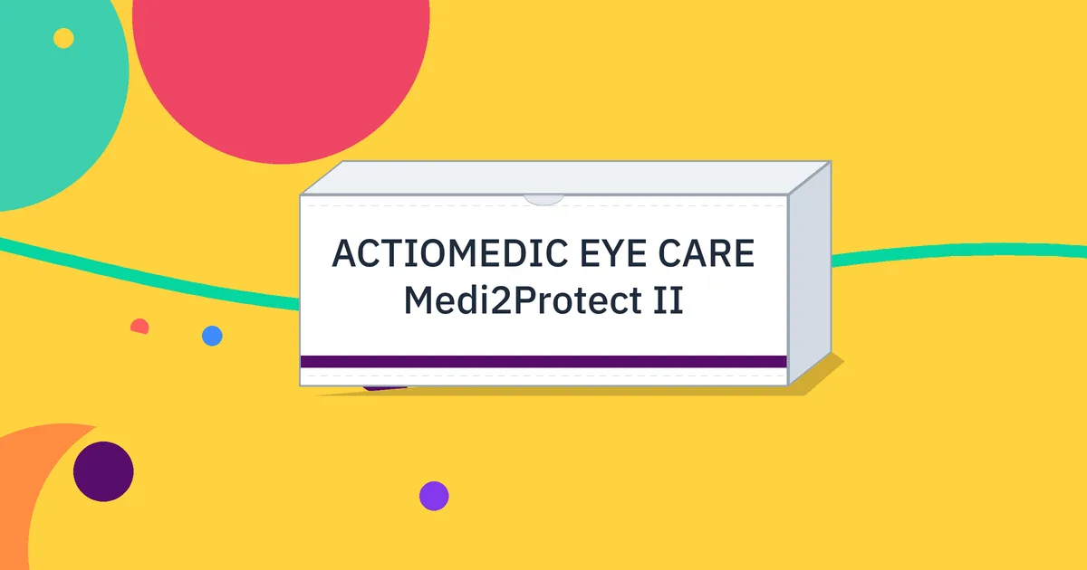 Symbolbild: Packung mit der Aufschrift ACTIOMEDIC EYE CARE Medi2Protect II (PZN 12592477) – Verfügbarkeit und Bezug in Apotheken in Frankfurt am Main