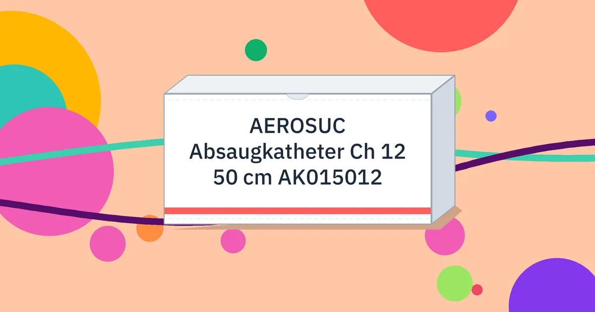 Symbolbild: Packung mit der Aufschrift AEROSUC Absaugkatheter Ch 12 50 cm AK015012 (PZN 01326034) – Verfügbarkeit und Bezug in Apotheken in Frankfurt am Main