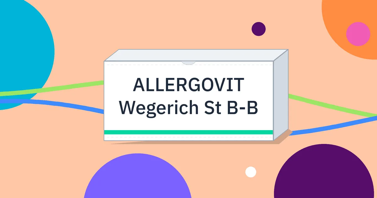 Symbolbild: Packung mit der Aufschrift ALLERGOVIT Wegerich St B-B (PZN 09267779) – Verfügbarkeit und Bezug in Apotheken in Frankfurt am Main