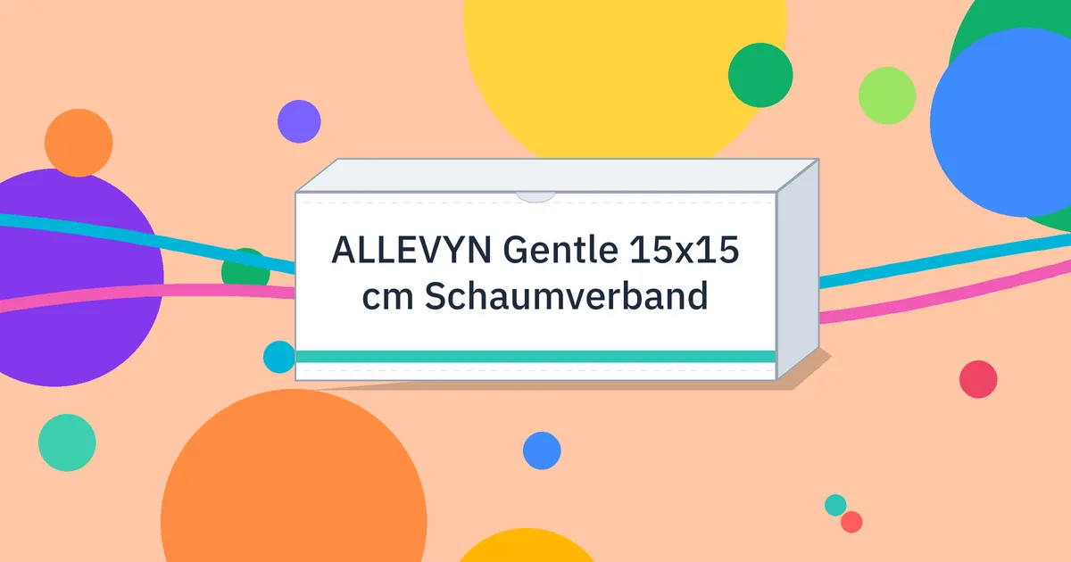 Symbolbild: Packung mit der Aufschrift ALLEVYN Gentle 15x15 cm Schaumverband (PZN 06087404) – Verfügbarkeit und Bezug in Apotheken in Frankfurt am Main