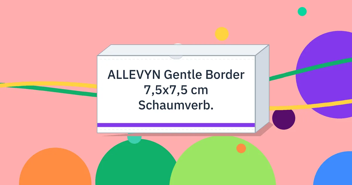 Symbolbild: Packung mit der Aufschrift ALLEVYN Gentle Border 7,5x7,5 cm Schaumverb. (PZN 17433306) – Verfügbarkeit und Bezug in Apotheken in Frankfurt am Main
