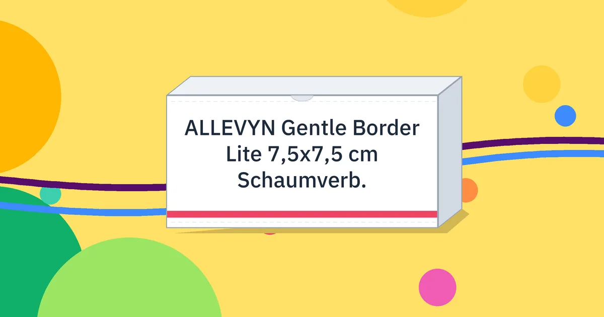 Symbolbild: Packung mit der Aufschrift ALLEVYN Gentle Border Lite 7,5x7,5 cm Schaumverb. (PZN 11319236) – Verfügbarkeit und Bezug in Apotheken in Frankfurt am Main