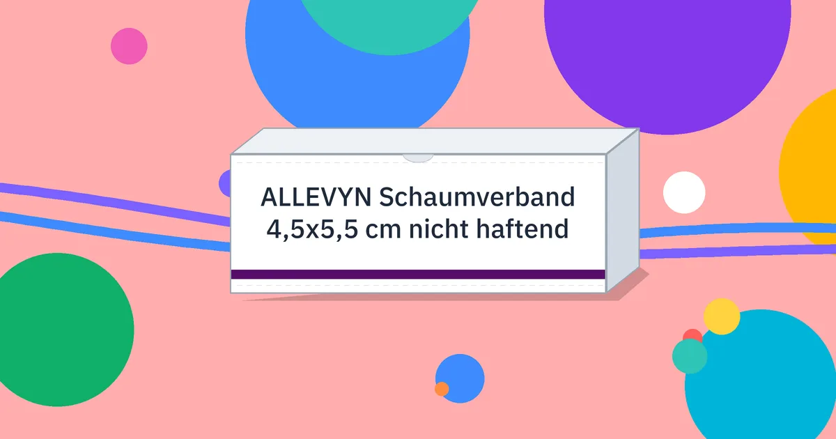 Symbolbild: Packung mit der Aufschrift ALLEVYN Schaumverband 4,5x5,5 cm nicht haftend (PZN 20016204) – Verfügbarkeit und Bezug in Apotheken in Frankfurt am Main