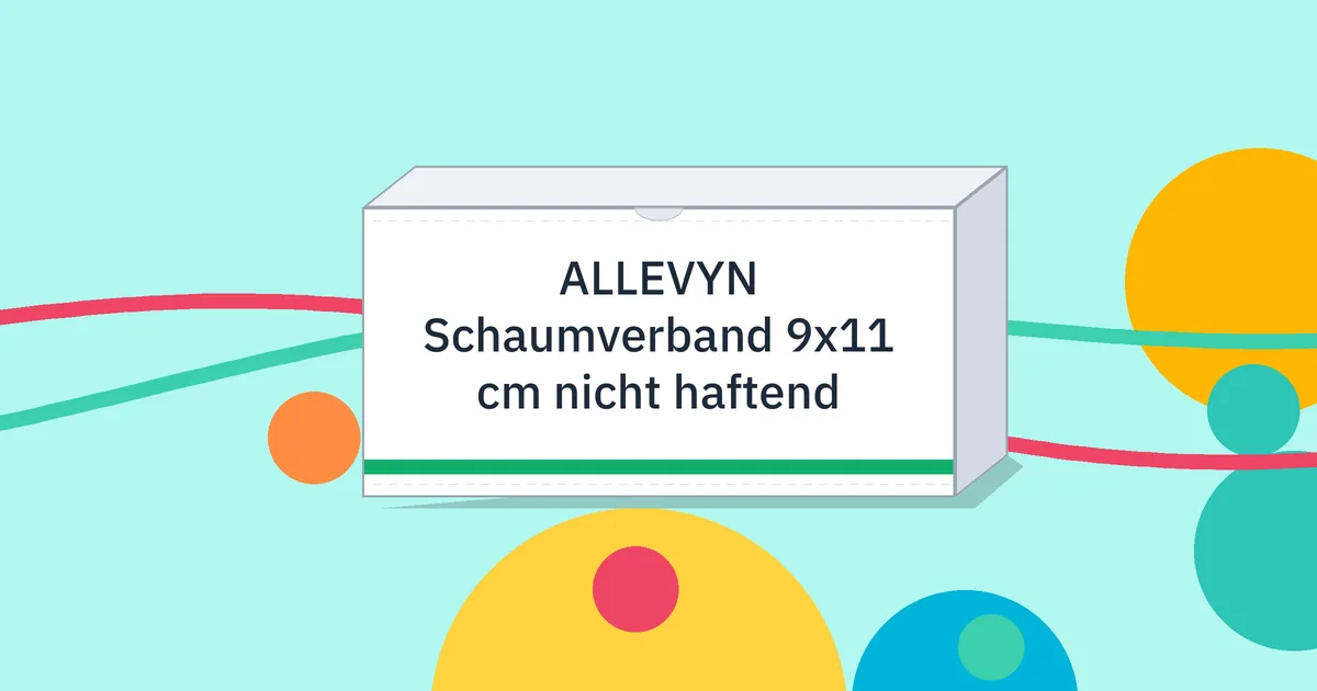 Symbolbild: Packung mit der Aufschrift ALLEVYN Schaumverband 9x11 cm nicht haftend (PZN 20016262) – Verfügbarkeit und Bezug in Apotheken in Frankfurt am Main