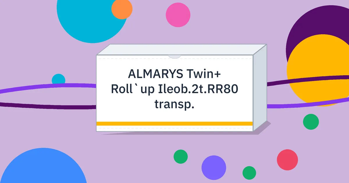 Symbolbild: Packung mit der Aufschrift ALMARYS Twin+ Roll`up Ileob.2t.RR80 transp. (PZN 06810964) – Verfügbarkeit und Bezug in Apotheken in Frankfurt am Main