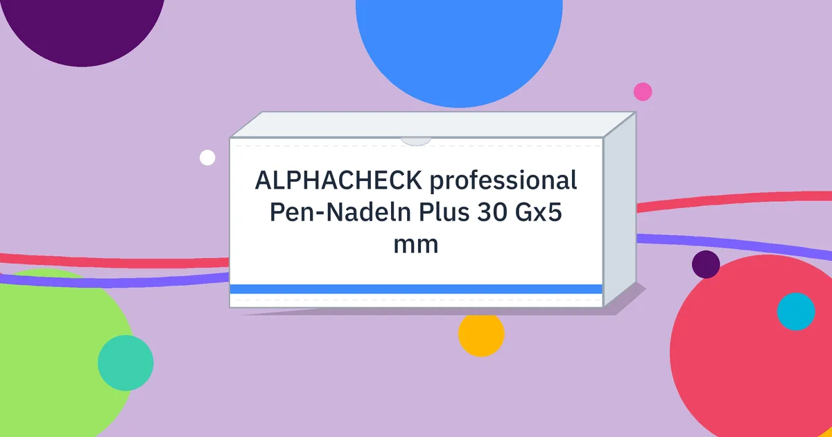 Symbolbild: Packung mit der Aufschrift ALPHACHECK professional Pen-Nadeln Plus 30 Gx5 mm (PZN 12503031) – Verfügbarkeit und Bezug in Apotheken in Frankfurt am Main