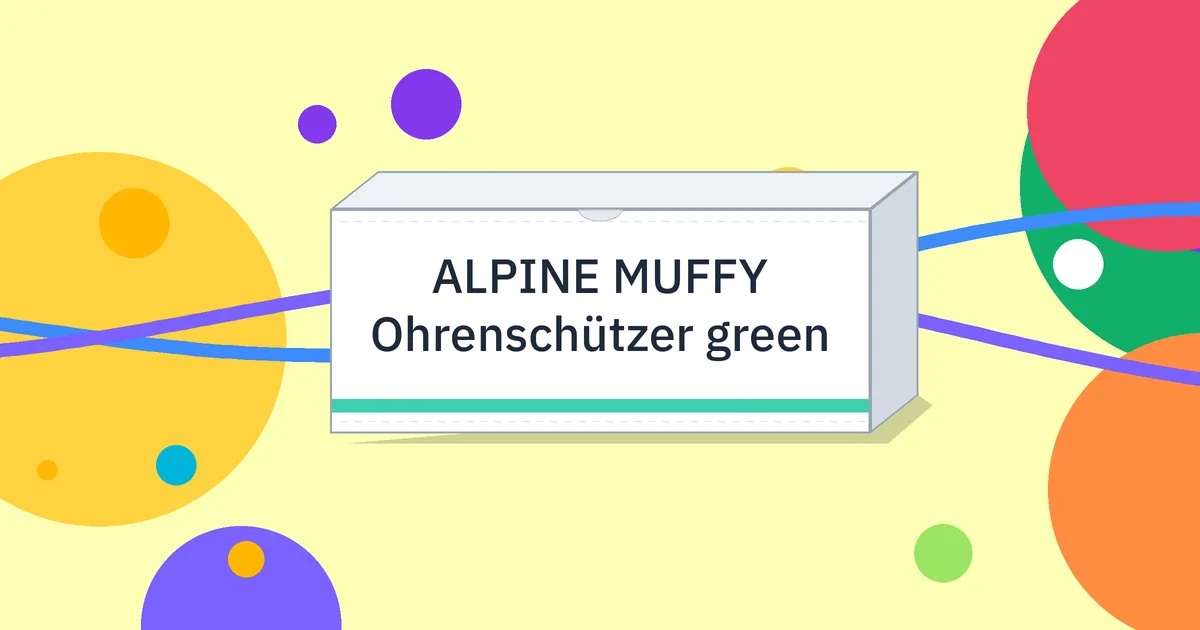 Symbolbild: Packung mit der Aufschrift ALPINE MUFFY Ohrenschützer green (PZN 16905890) – Verfügbarkeit und Bezug in Apotheken in Frankfurt am Main