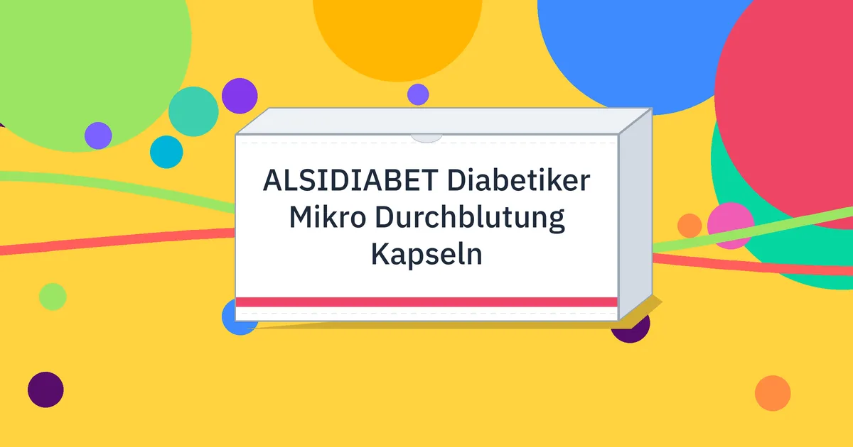 Symbolbild: Packung mit der Aufschrift ALSIDIABET Diabetiker Mikro Durchblutung Kapseln (PZN 03727671) – Verfügbarkeit und Bezug in Apotheken in Frankfurt am Main