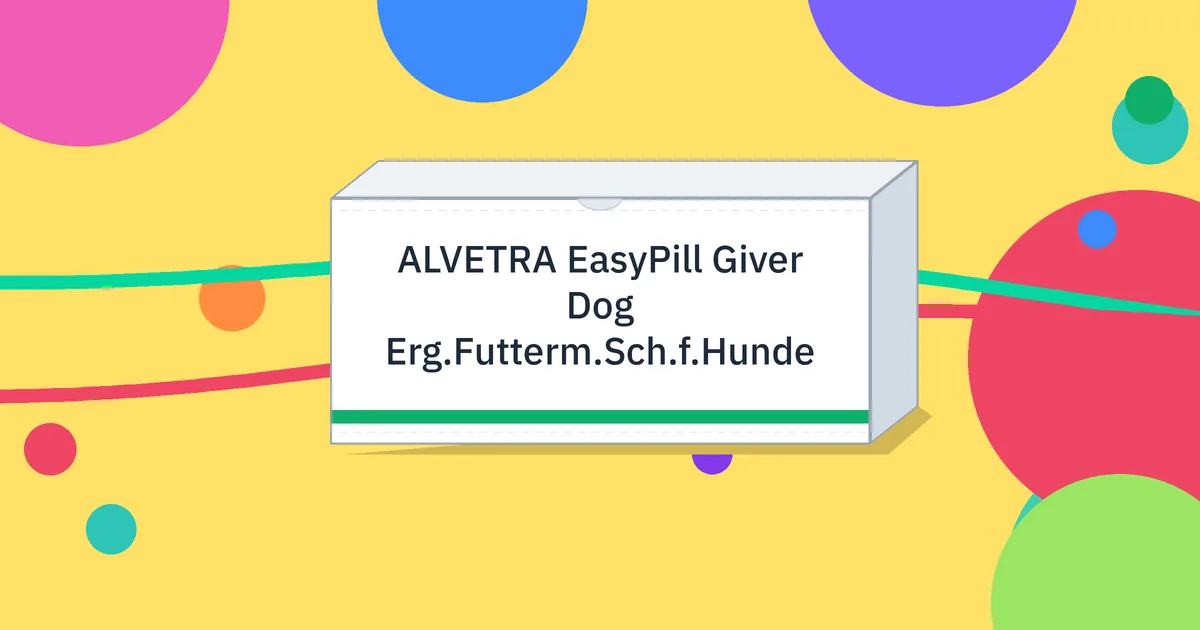 Symbolbild: Packung mit der Aufschrift ALVETRA EasyPill Giver Dog Erg.Futterm.Sch.f.Hunde (PZN 19444828) – Verfügbarkeit und Bezug in Apotheken in Frankfurt am Main