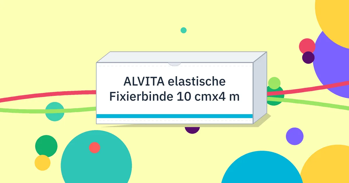Symbolbild: Packung mit der Aufschrift ALVITA elastische Fixierbinde 10 cmx4 m (PZN 16811568) – Verfügbarkeit und Bezug in Apotheken in Frankfurt am Main