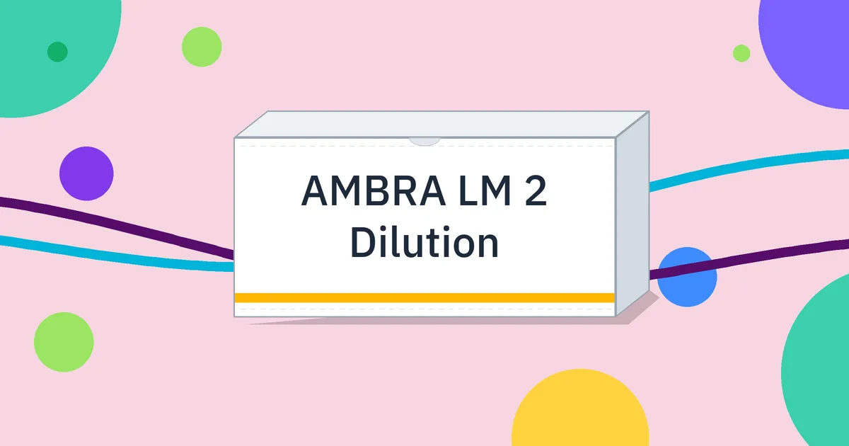 Symbolbild: Packung mit der Aufschrift AMBRA LM 2 Dilution (PZN 12759693) – Verfügbarkeit und Bezug in Apotheken in Frankfurt am Main