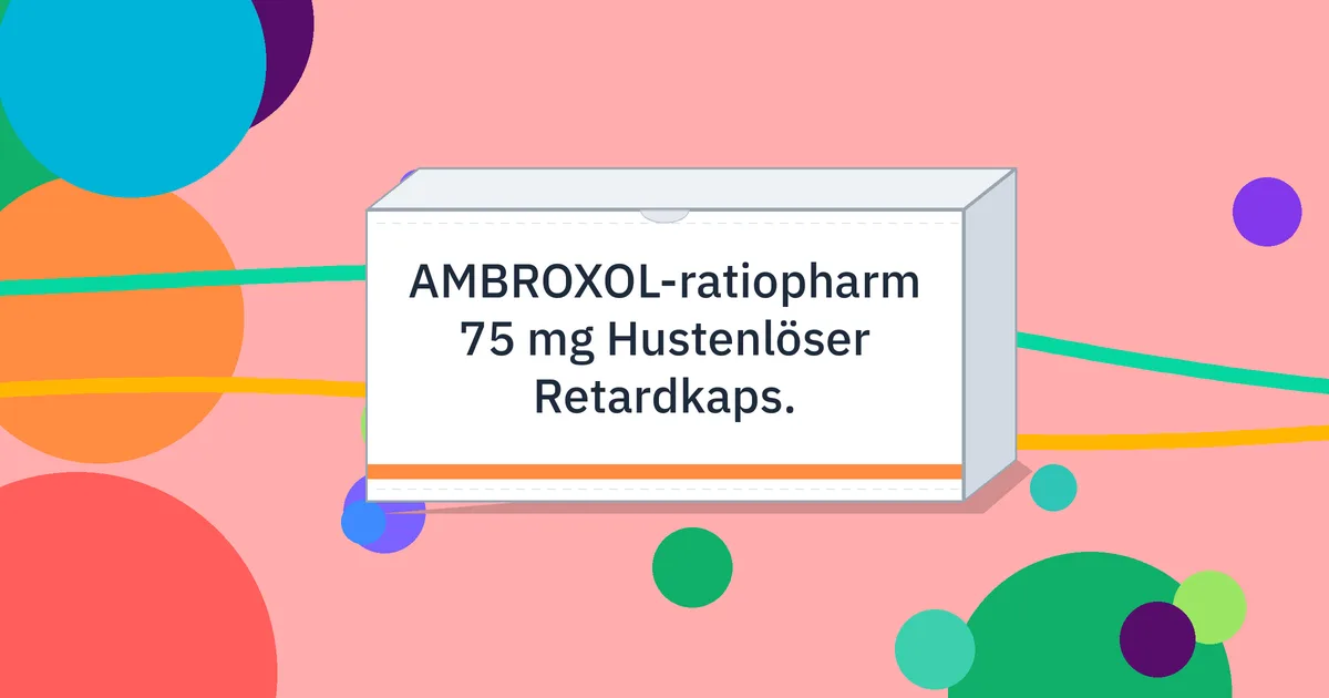 Symbolbild: Packung mit der Aufschrift AMBROXOL-ratiopharm 75 mg Hustenlöser Retardkaps. (PZN 00680940) – Verfügbarkeit und Bezug in Apotheken in Frankfurt am Main