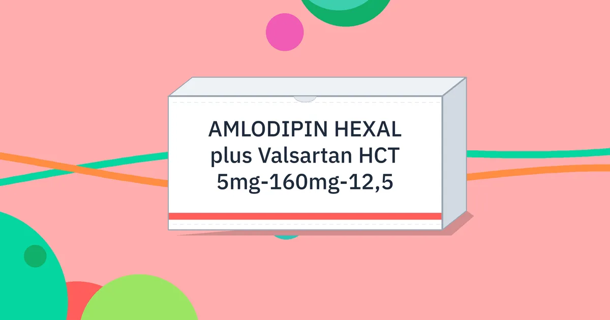 Symbolbild: Packung mit der Aufschrift AMLODIPIN HEXAL plus Valsartan HCT 5mg-160mg-12,5 (PZN 15824847) – Verfügbarkeit und Bezug in Apotheken in Frankfurt am Main