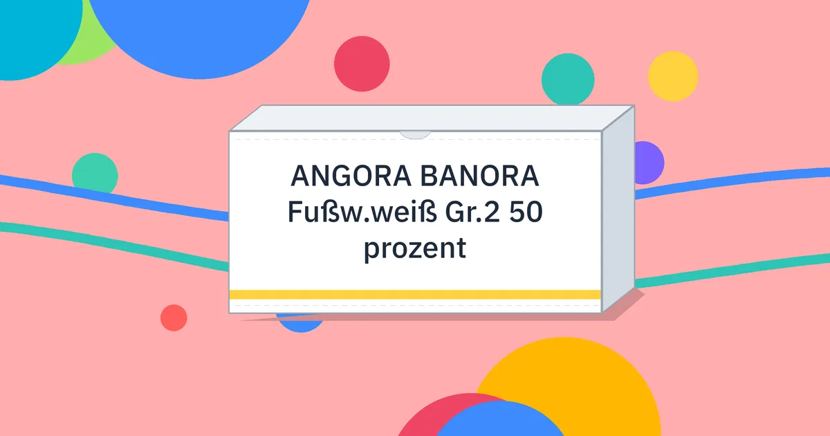 Symbolbild: Packung mit der Aufschrift ANGORA BANORA Fußw.weiß Gr.2 50 prozent (PZN 03823334) – Verfügbarkeit und Bezug in Apotheken in Frankfurt am Main