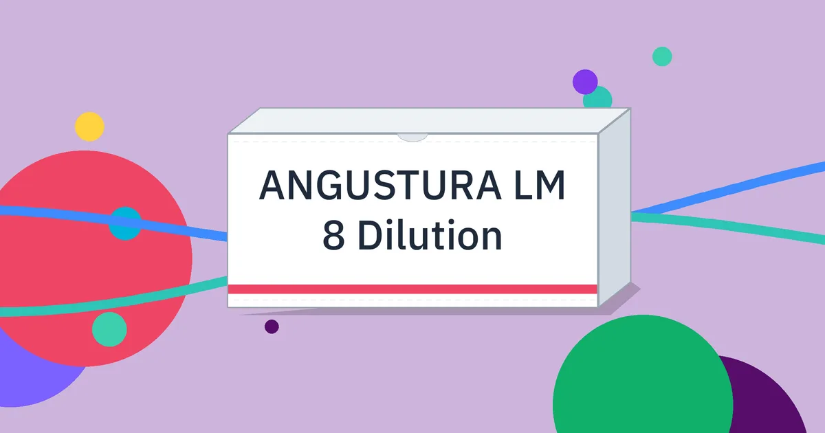 Symbolbild: Packung mit der Aufschrift ANGUSTURA LM 8 Dilution (PZN 13368397) – Verfügbarkeit und Bezug in Apotheken in Frankfurt am Main
