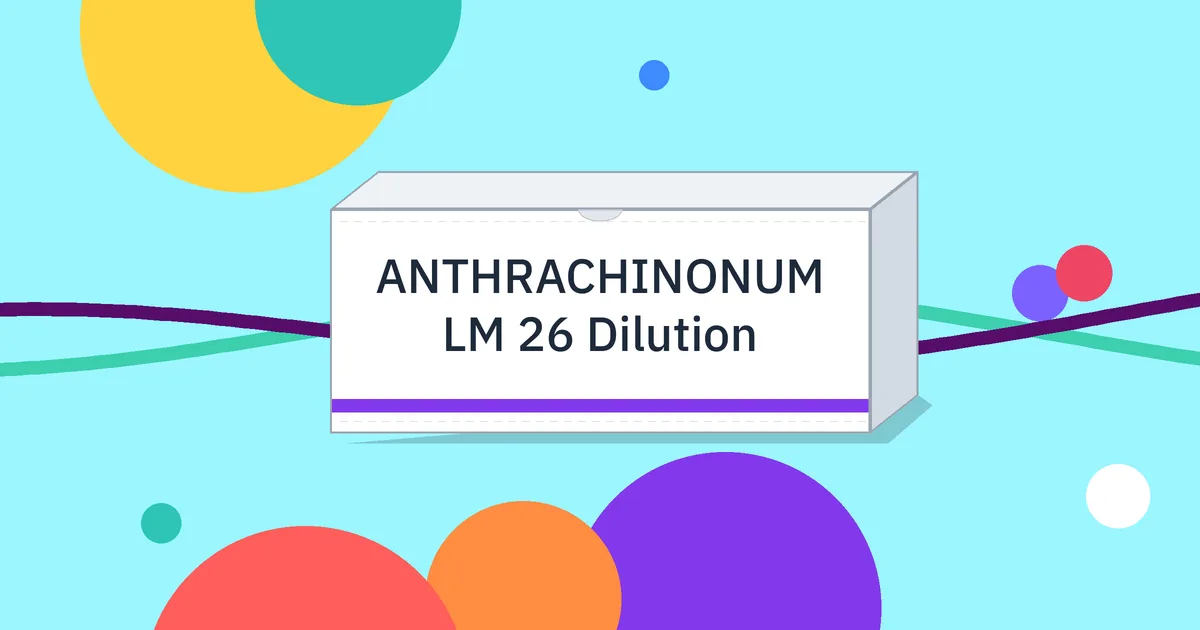Symbolbild: Packung mit der Aufschrift ANTHRACHINONUM LM 26 Dilution (PZN 13370951) – Verfügbarkeit und Bezug in Apotheken in Frankfurt am Main