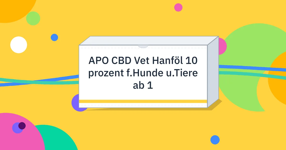 Symbolbild: Packung mit der Aufschrift APO CBD Vet Hanföl 10 prozent f.Hunde u.Tiere ab 1 (PZN 16505883) – Verfügbarkeit und Bezug in Apotheken in Frankfurt am Main