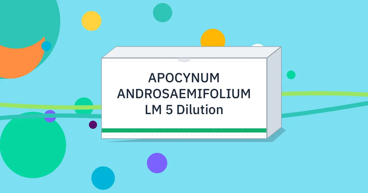Symbolbild: Packung mit der Aufschrift APOCYNUM ANDROSAEMIFOLIUM LM 5 Dilution (PZN 13380033) – Verfügbarkeit und Bezug in Apotheken in Frankfurt am Main