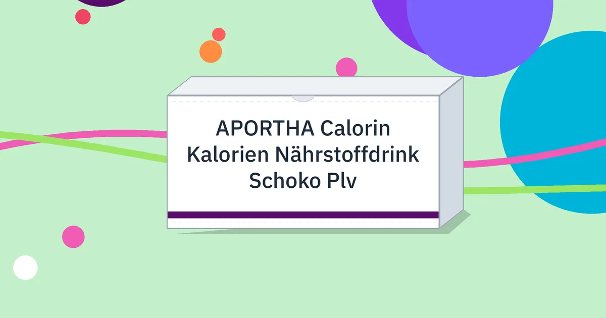 Symbolbild: Packung mit der Aufschrift APORTHA Calorin Kalorien Nährstoffdrink Schoko Plv (PZN 20162319) – Verfügbarkeit und Bezug in Apotheken in Frankfurt am Main