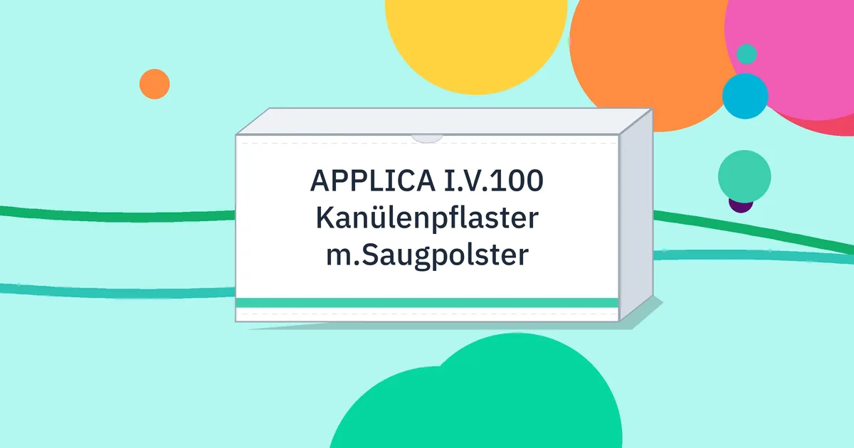 Symbolbild: Packung mit der Aufschrift APPLICA I.V.100 Kanülenpflaster m.Saugpolster (PZN 16676277) – Verfügbarkeit und Bezug in Apotheken in Frankfurt am Main