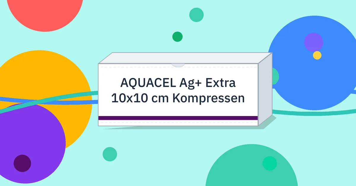 Symbolbild: Packung mit der Aufschrift AQUACEL Ag+ Extra 10x10 cm Kompressen (PZN 10946801) – Verfügbarkeit und Bezug in Apotheken in Frankfurt am Main