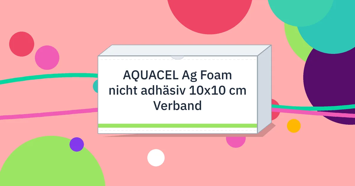 Symbolbild: Packung mit der Aufschrift AQUACEL Ag Foam nicht adhäsiv 10x10 cm Verband (PZN 12419738) – Verfügbarkeit und Bezug in Apotheken in Frankfurt am Main