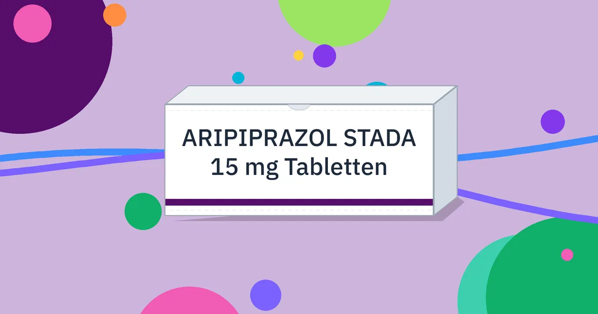 Symbolbild: Packung mit der Aufschrift ARIPIPRAZOL STADA 15 mg Tabletten (PZN 11651189) – Verfügbarkeit und Bezug in Apotheken in Frankfurt am Main
