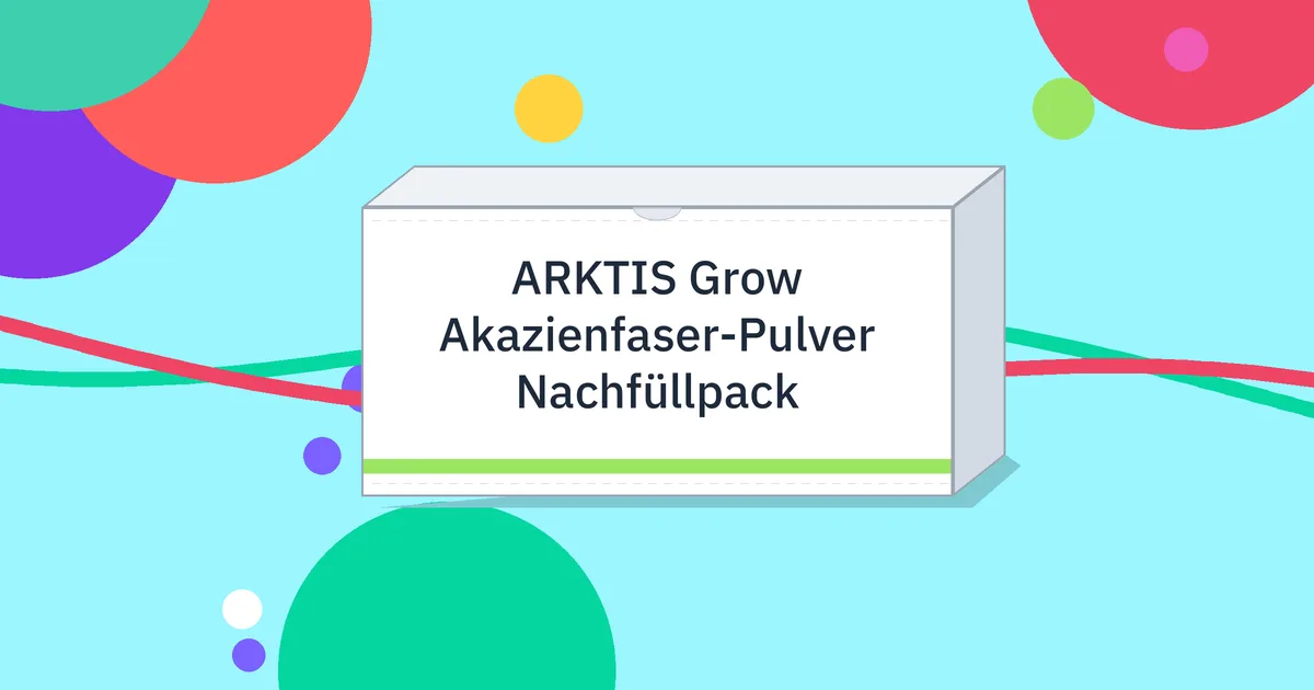 Symbolbild: Packung mit der Aufschrift ARKTIS Grow Akazienfaser-Pulver Nachfüllpack (PZN 15206210) – Verfügbarkeit und Bezug in Apotheken in Frankfurt am Main