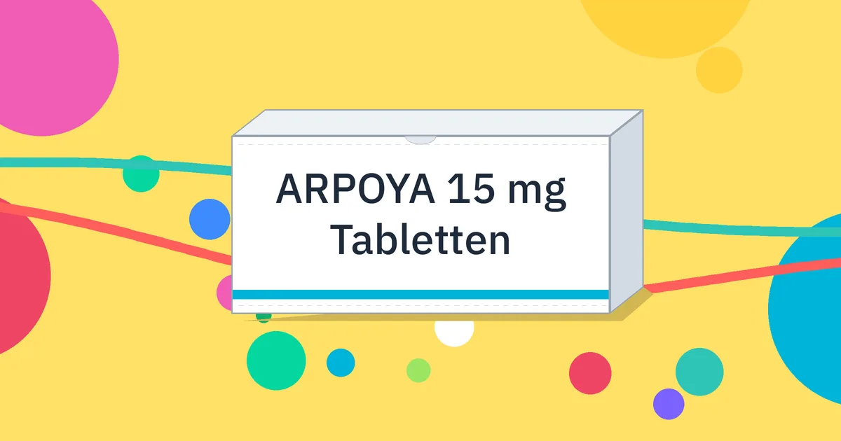 Symbolbild: Packung mit der Aufschrift ARPOYA 15 mg Tabletten (PZN 19648962) – Verfügbarkeit und Bezug in Apotheken in Frankfurt am Main
